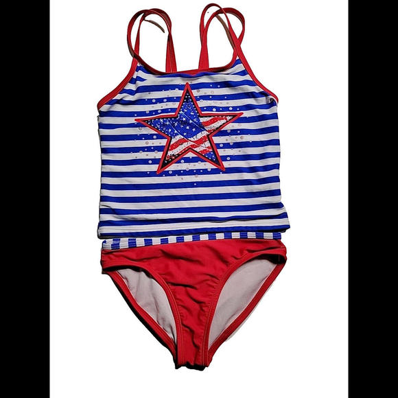 Swim | Wonder Nation 2 Piece Red White Blue Tankini Swimsuit Size 78 ...